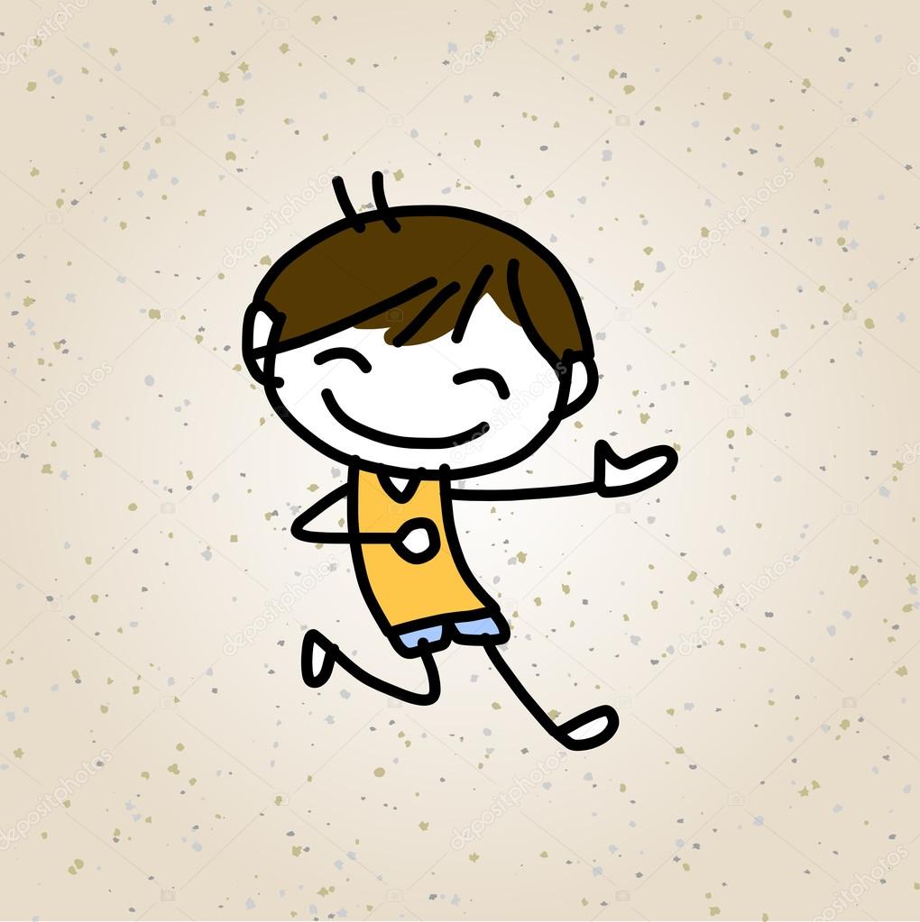 Hand drawing cartoon abstract happy kids Stock Vector Image by ...