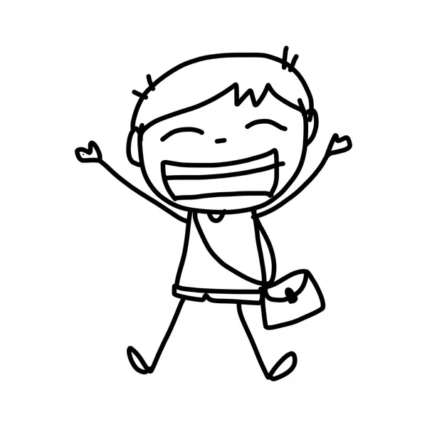 Hand drawing cartoon of happy girl in dress with welcome sign Stock ...