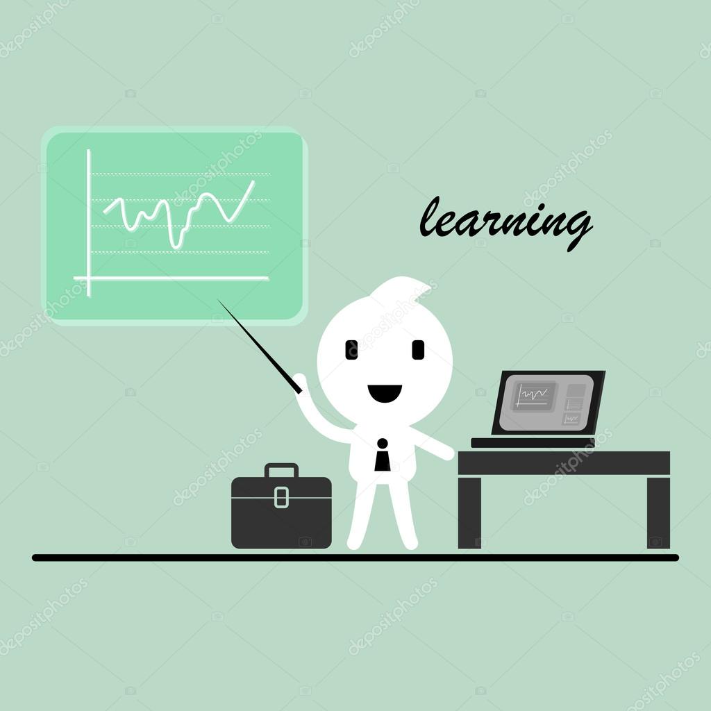 Dibujos animados hombre de negocios haciendo presentación — Foto de stock © atthameeni #84991390