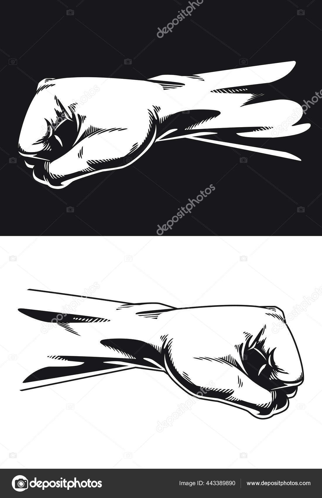 Silueta Muscular Mano Punzonado Vista Lateral Vector de stock ...