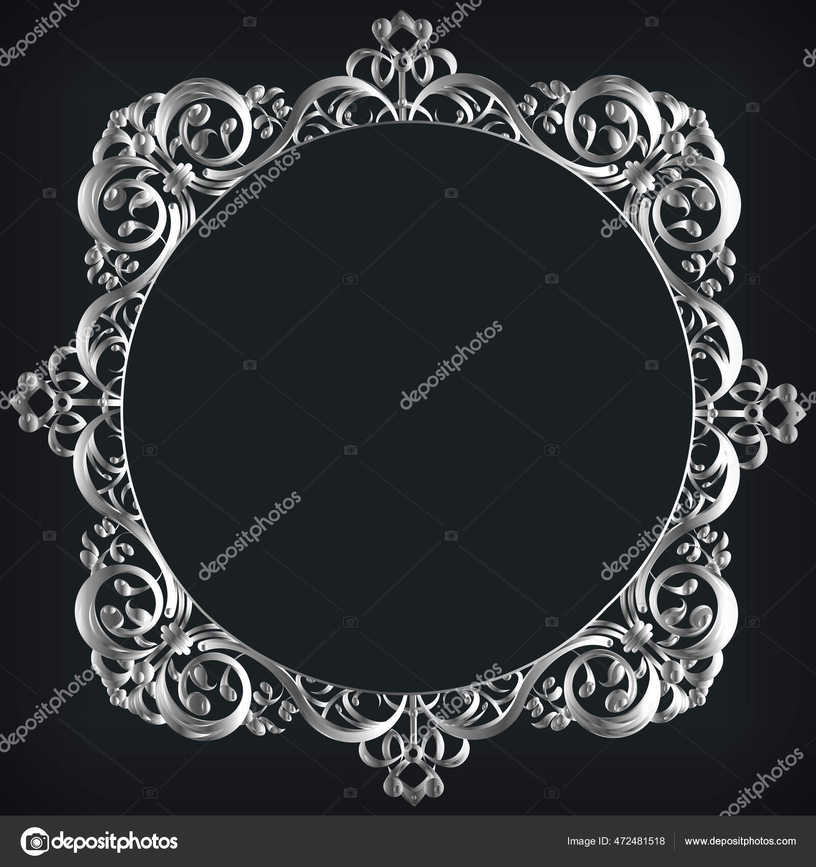 Frame Silver Circular Decorative Ornament Border Vector Design Element ...