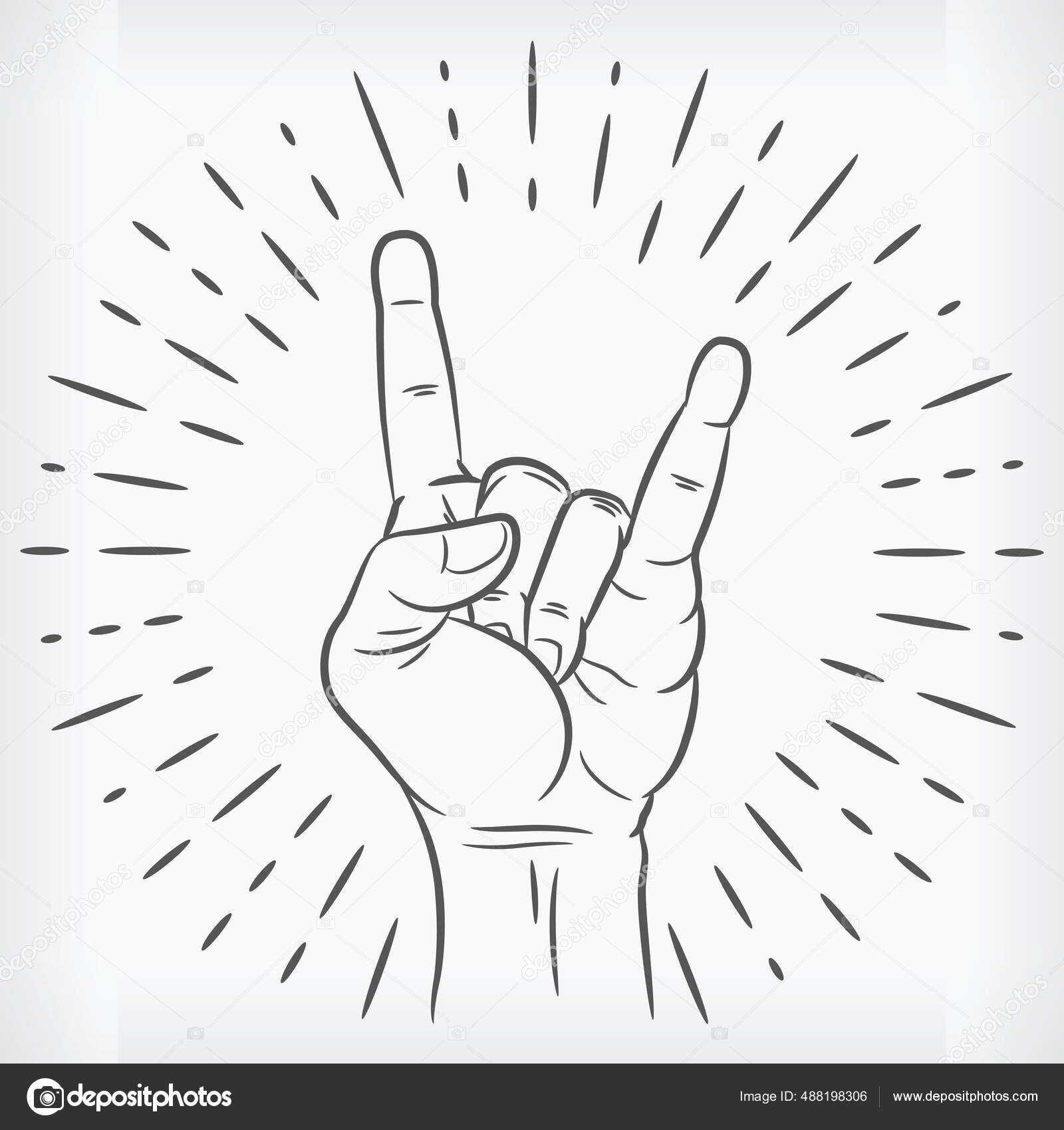 Rock Hånd Tegn Tegning