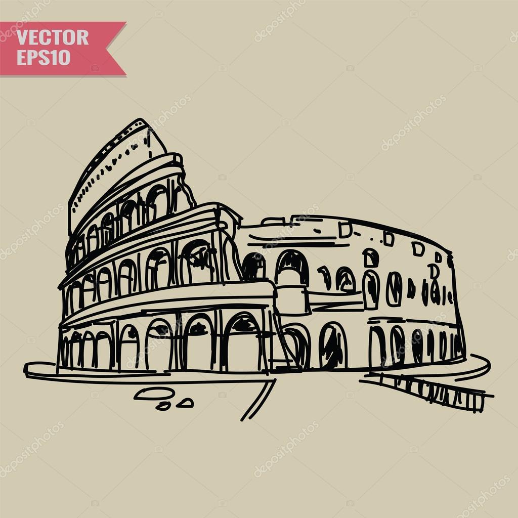 Free hand sketch World famous landmark collection : Colosseum in Rome ...
