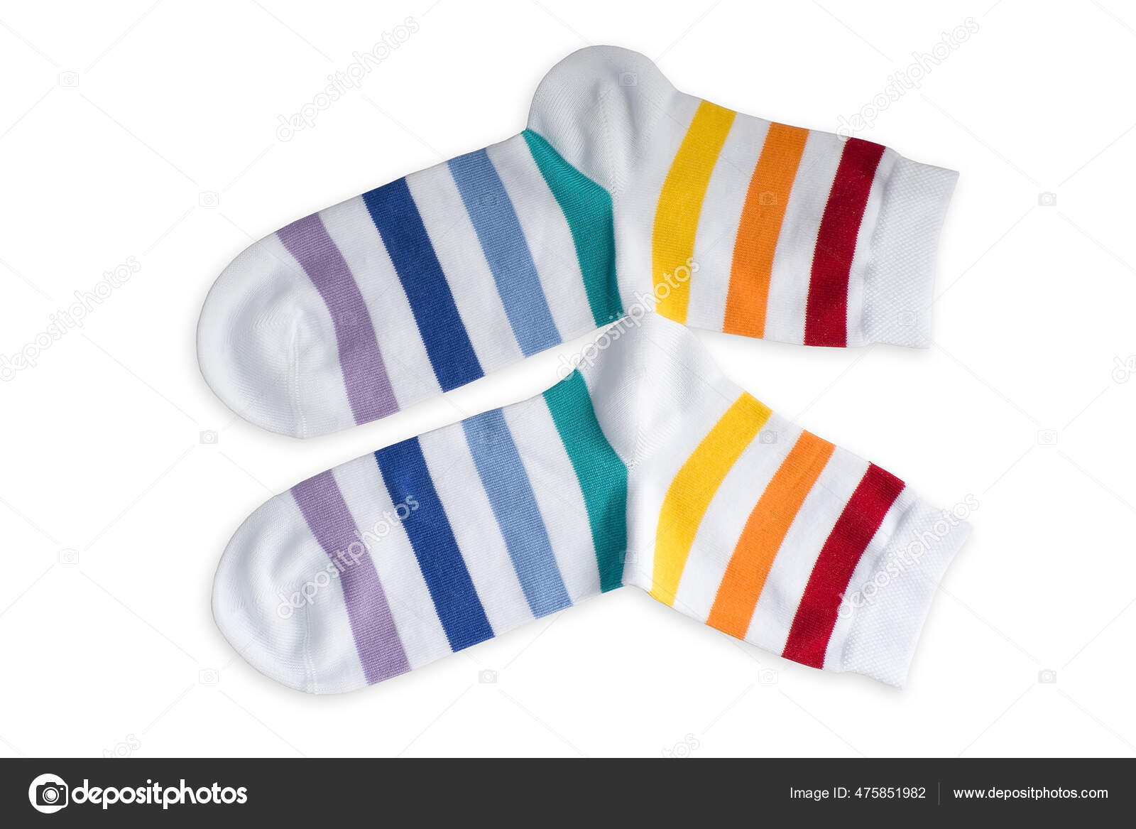 White Socks Stripes Different Colors White Background Isolate — Stock ...
