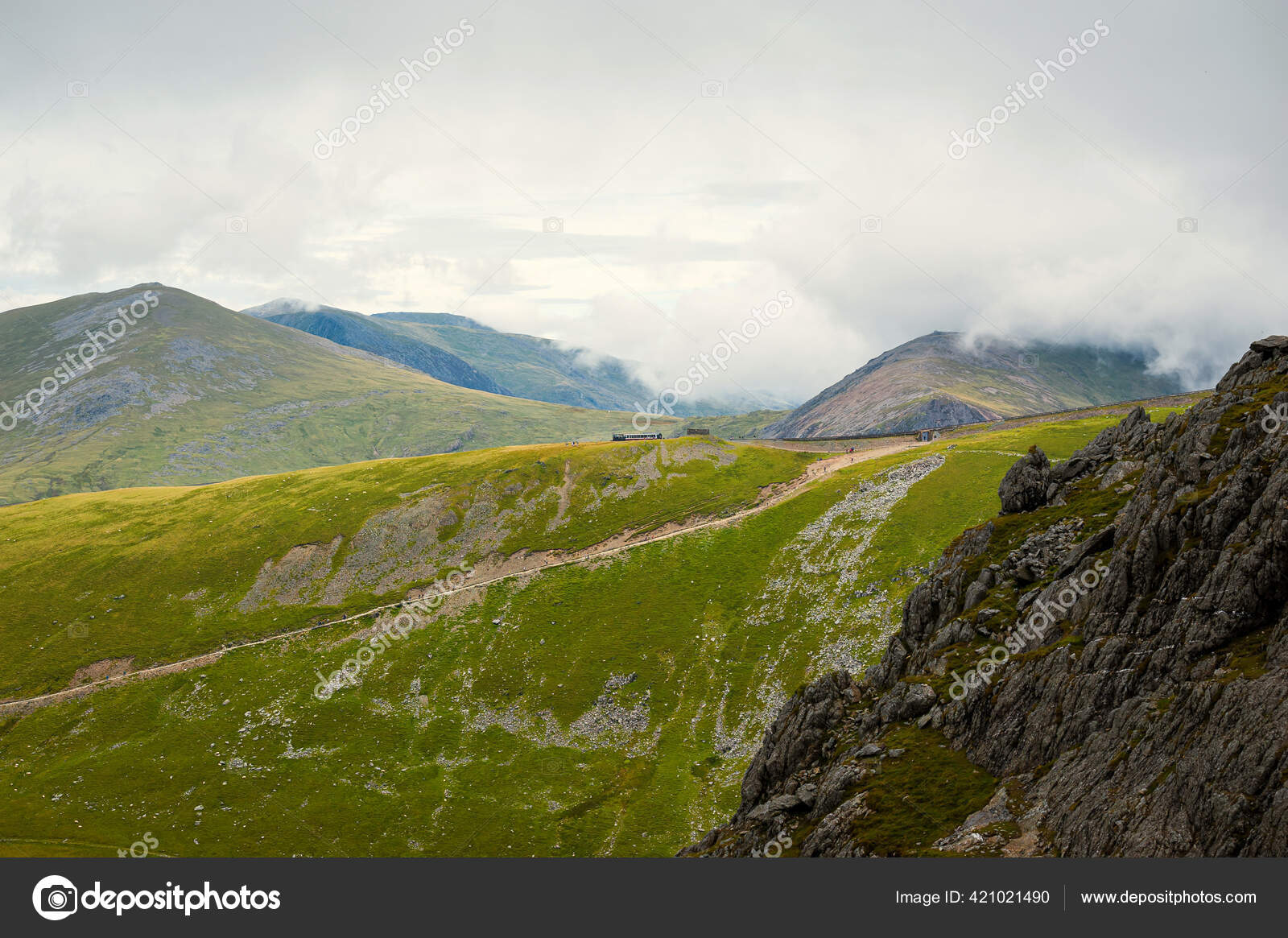 Wyddfa View Snowdon Ranger Path Mountain Train Highest Mountain Wales ...