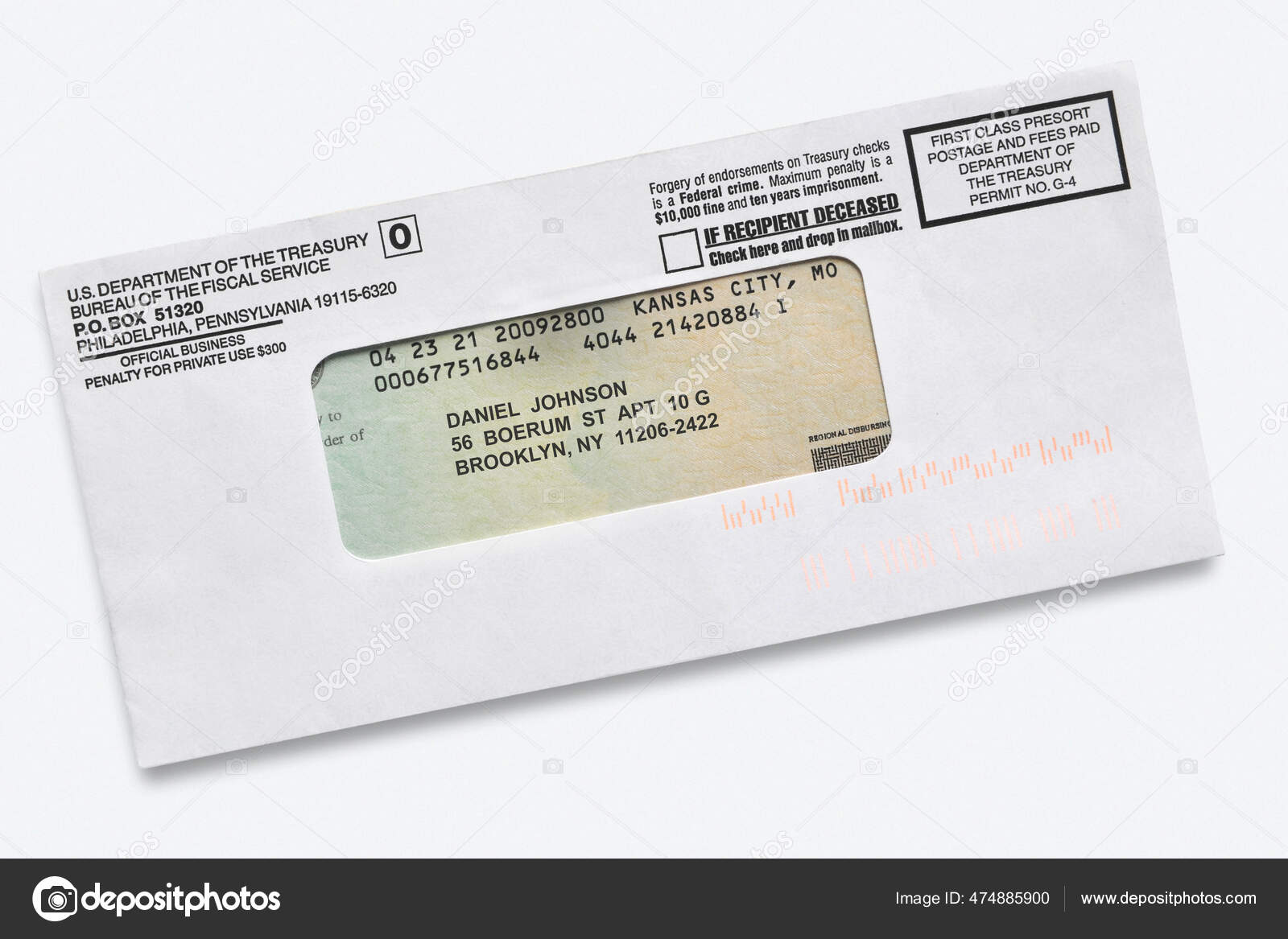 Letter Envelope Check Irs Irs Check Desk White Background – Stock ...