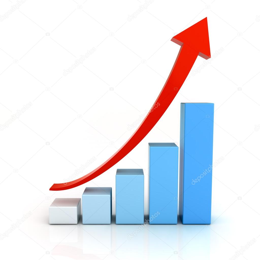 Business graph chart with red rising arrow isolated over white ... Business graph chart with red rising arrow isolated over white ...