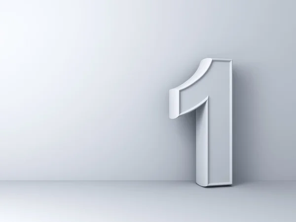 White Number One Gray Background Blank Space Rendering Stock Photo by ...