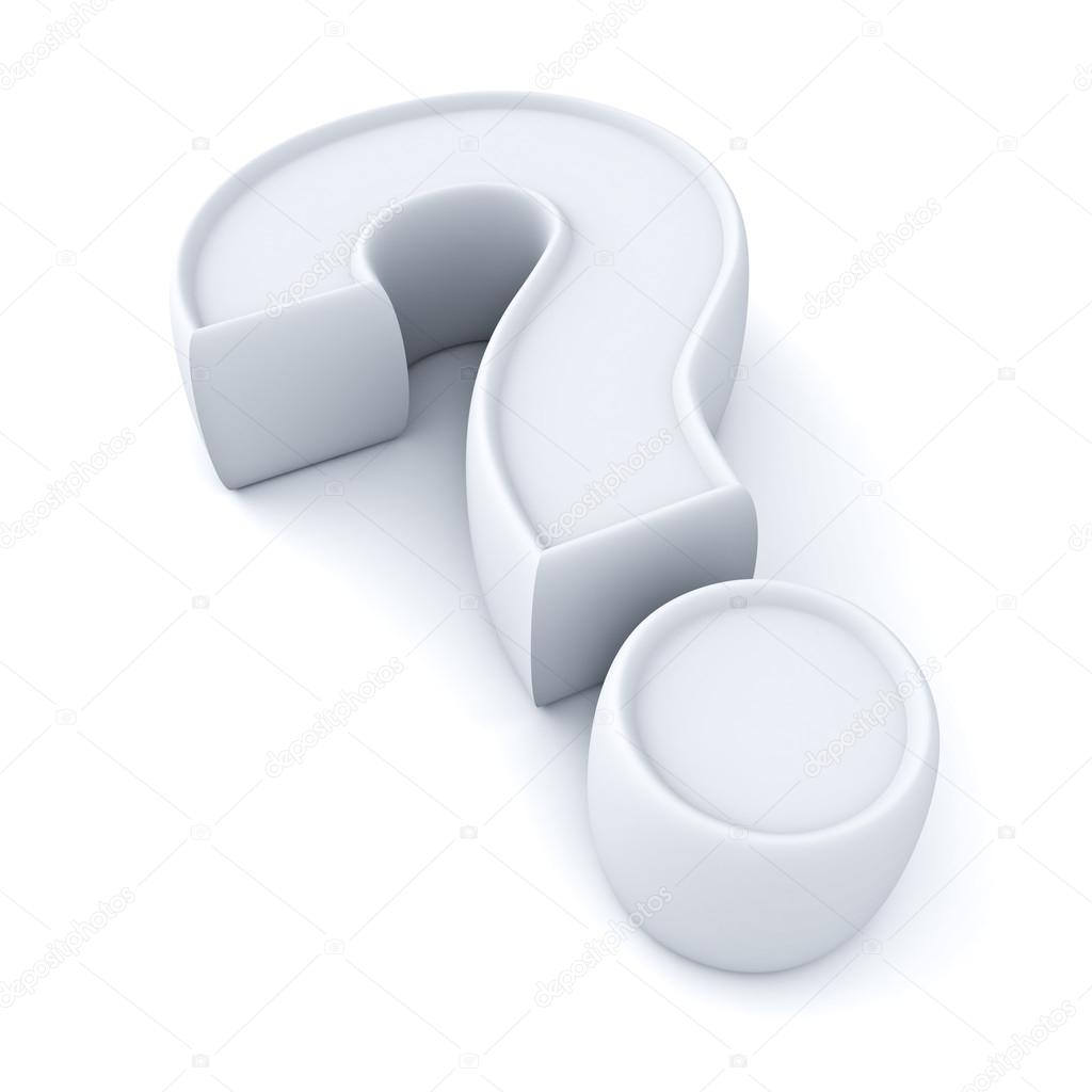 White question mark isolated over white background with shadow — Stock ...
