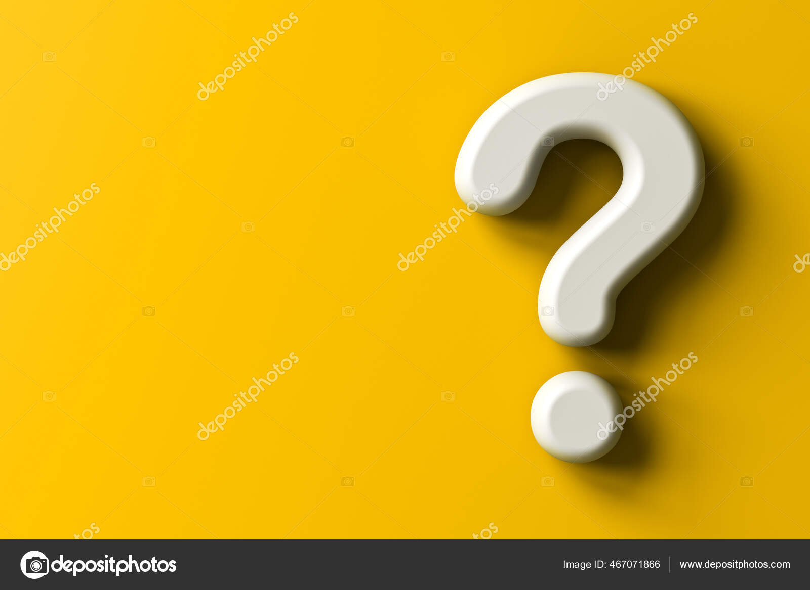 White Question Mark Isolate Yellow Color Wall Background Shadow Minimal ...