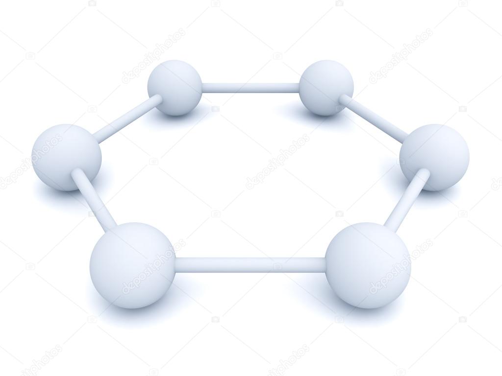 3d white hexagonal molecular structure model isolated over white ...