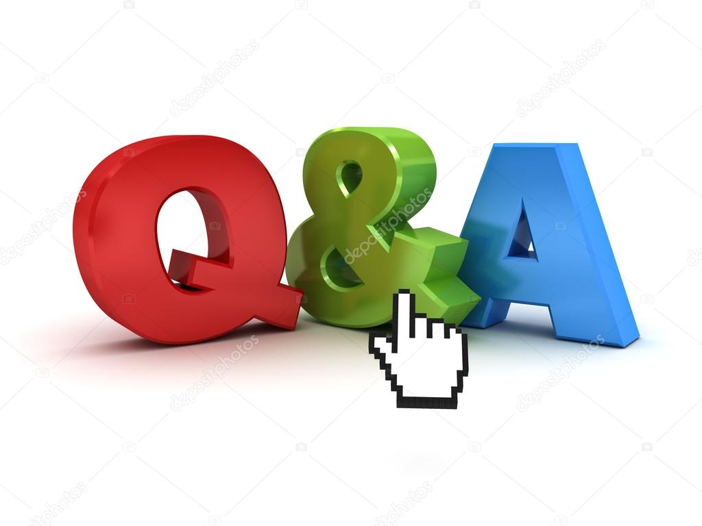 Questions And Answers Concept Q And A Word With Computer Hand Cursor Isolated On White Stock