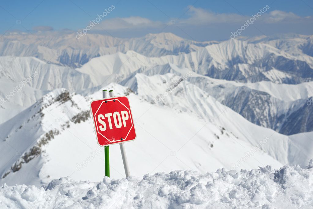Warning signs STOP on slopes Stock Photo by ©Artranq 118278490
