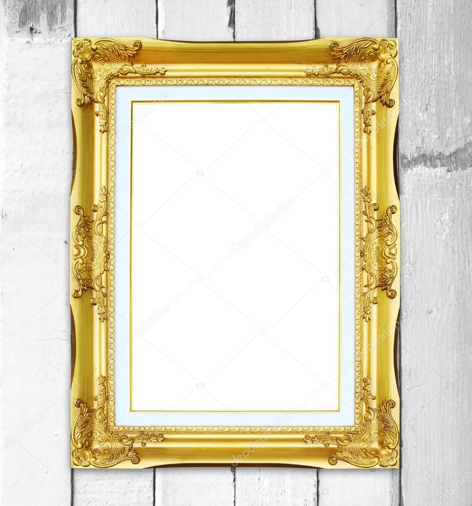 Golden frame on wood wall background Stock Photo by ©geargodz 58856275