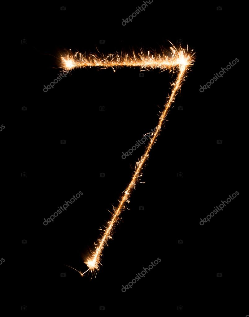 7.Digit seven made of firework sparklers at night — Stock Photo ...