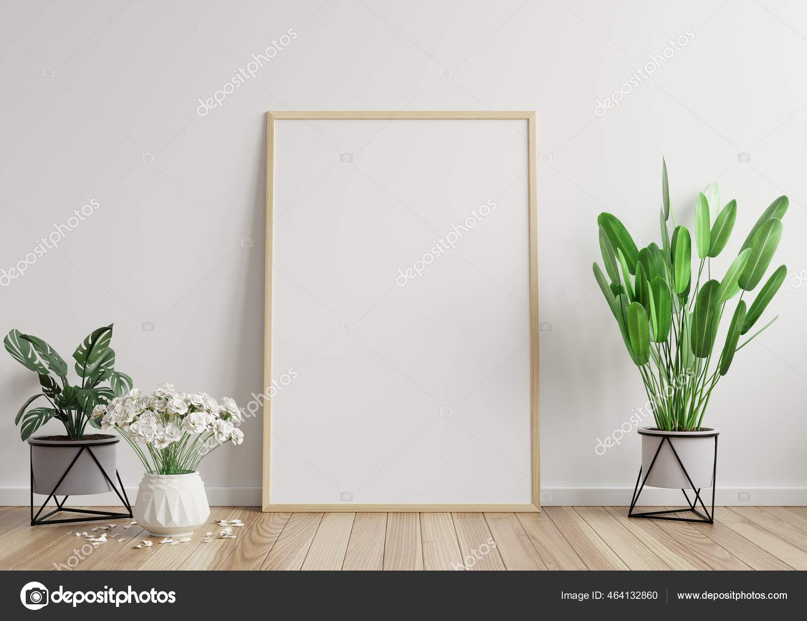 Mock Photo Frame Room White Wall Wooden Floor Beautiful Pattern — Stock ...