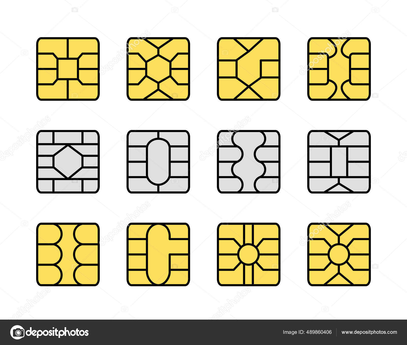 Emv Chip Credit Debit Card Elements Vector Flat Colorful Icon Stock ...