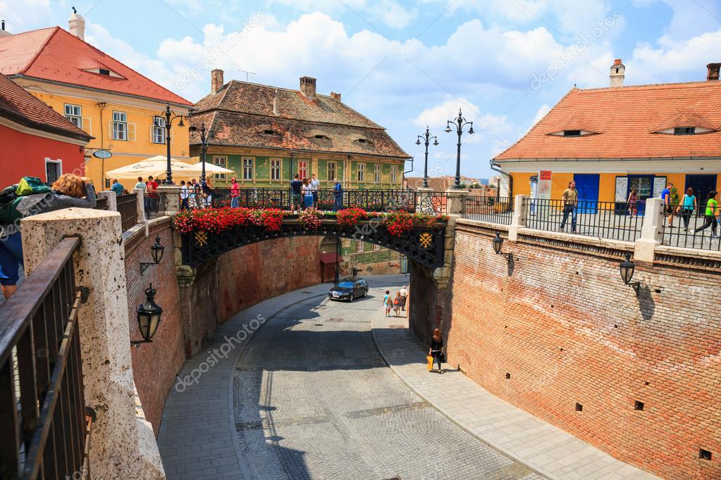 Sibiu, Romania - July 19, 2014: Old Town Square in the historical ...