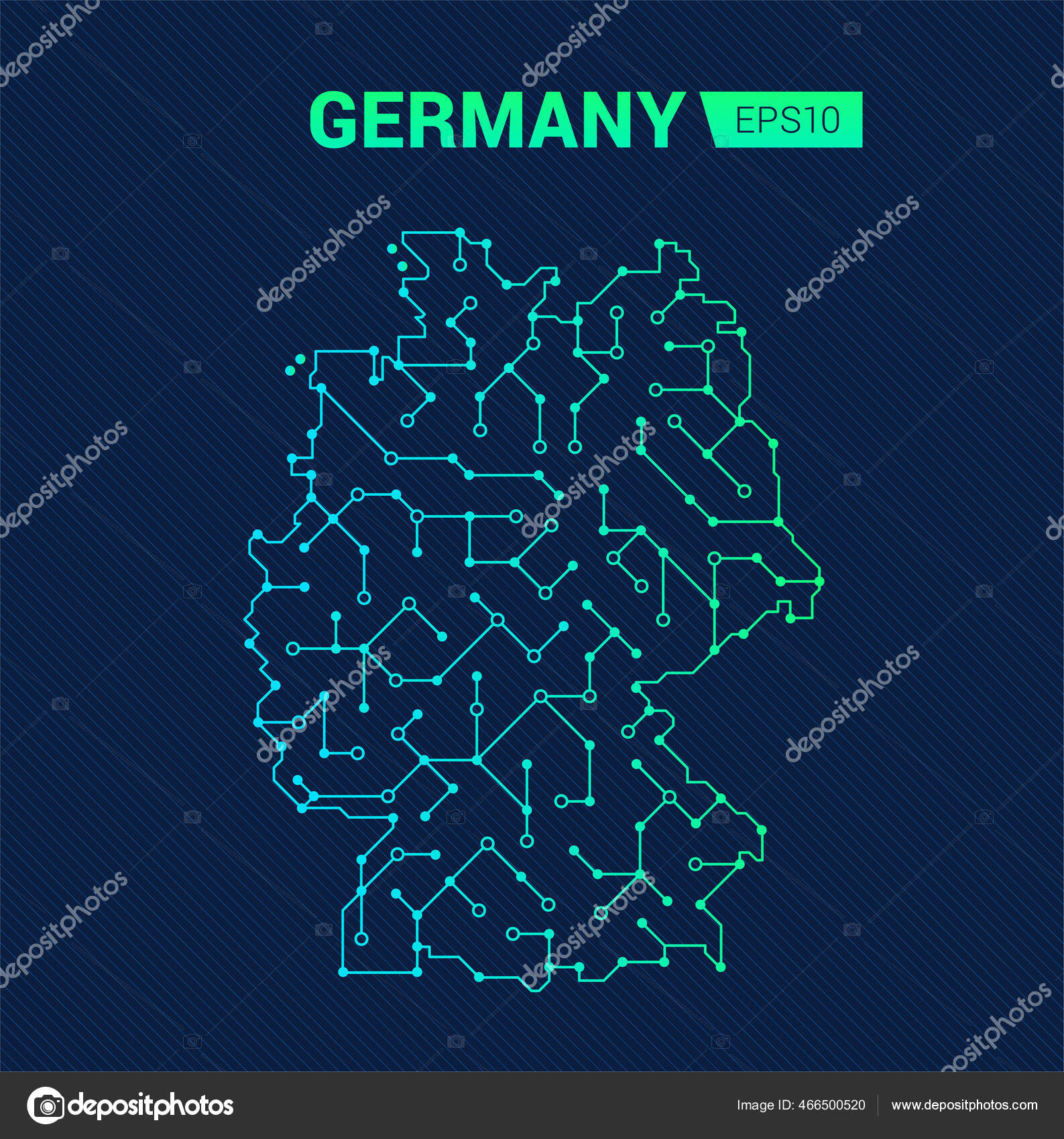 Abstract Digital Map Germany Electric Circiut Country Technology ...