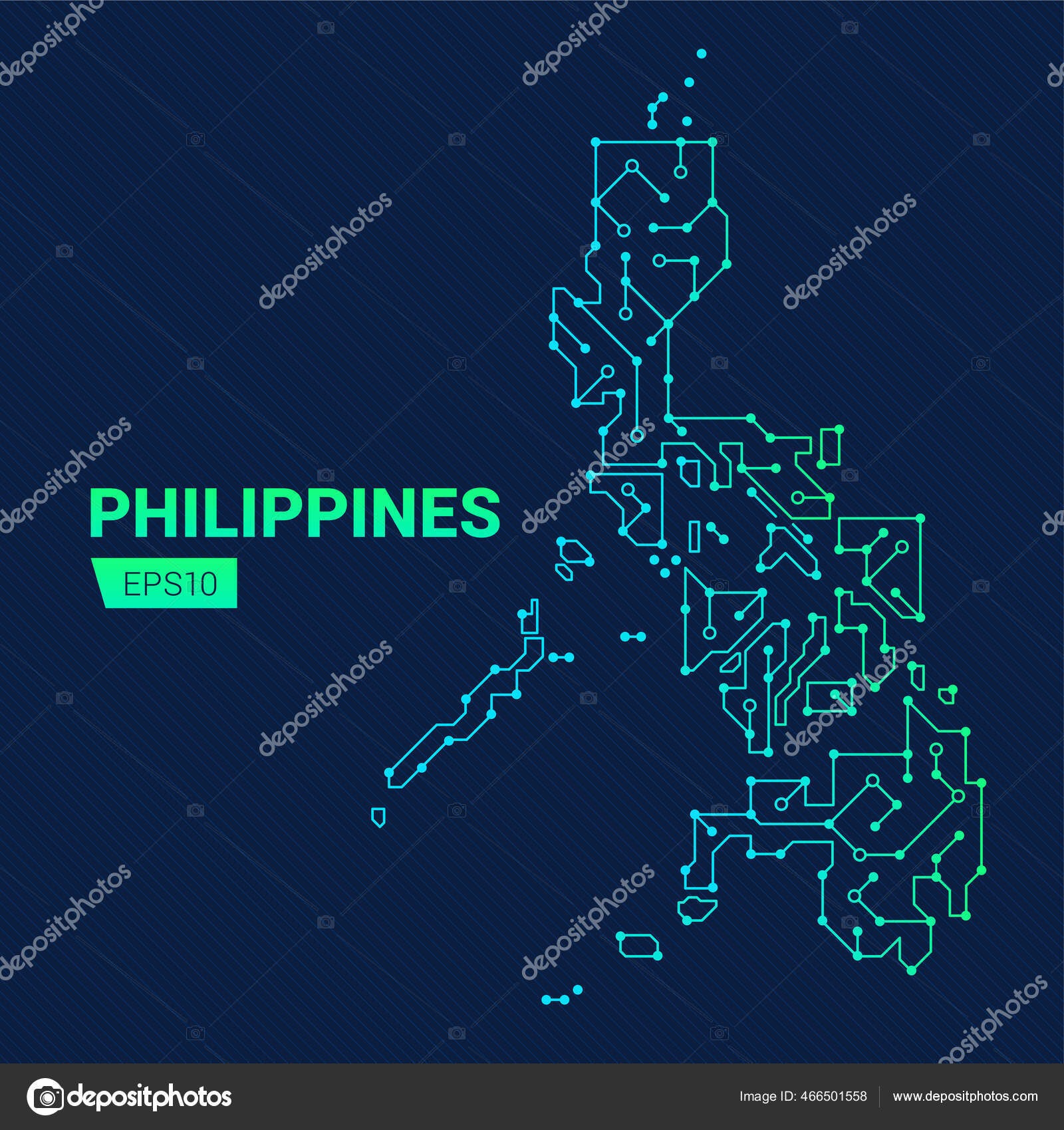 Abstract Futuristic Map Philippines Electric Circuit Country Technology ...