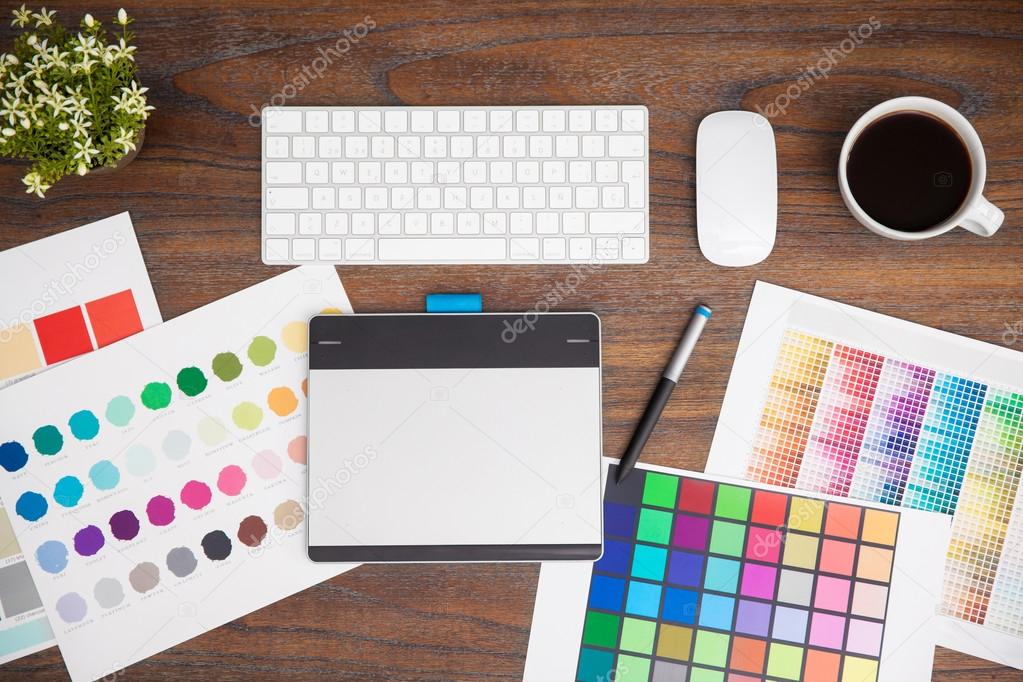 Workspace of a graphic designer Stock Photo by ©tonodiaz 99787756