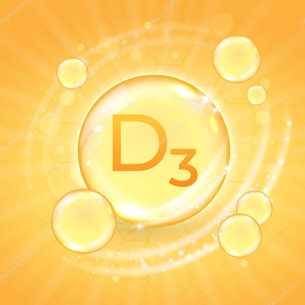 Suplemento De Vitamina D3 Cápsula De Sustancia De Aceite Dorado