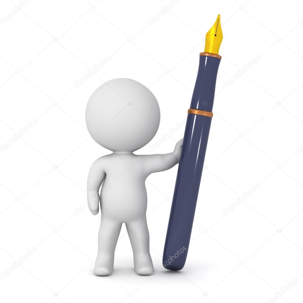 3D Character with Fountain Pen — Stock Photo © Lucian3D #109272156