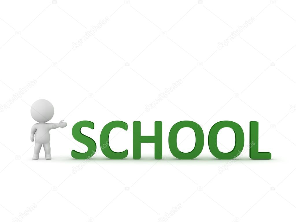 3D Character Showing School Text — Stock Photo © Lucian3D #69038507