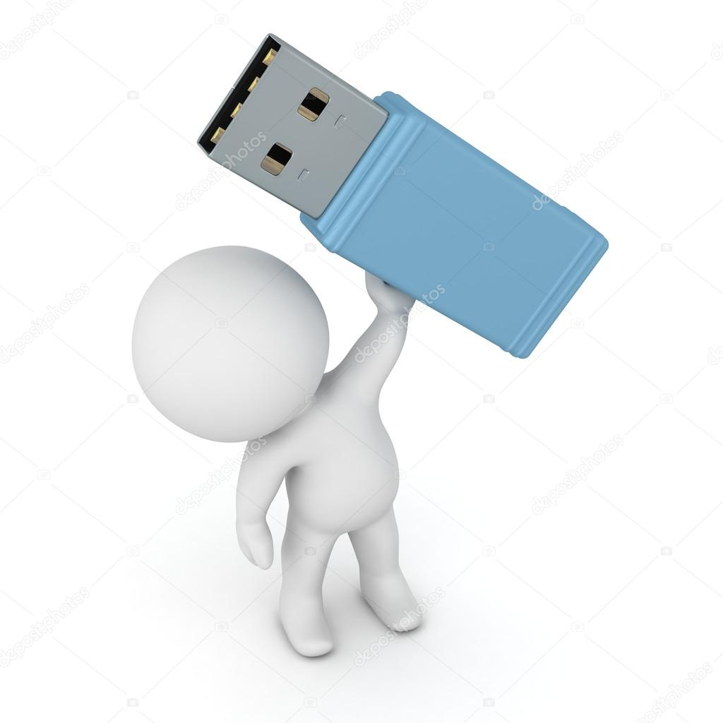 3D Character Holding USB Stick Stock Photo by ©Lucian3D 71085581