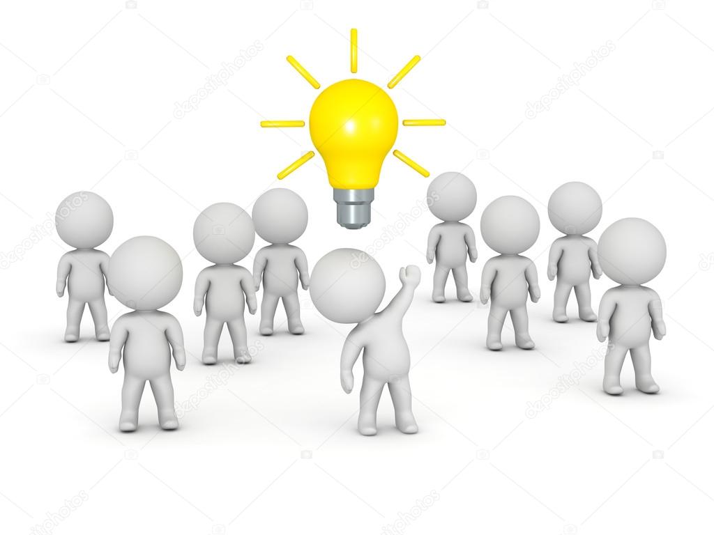 3D-Figur in der Menge, die eine Idee hat - Stockfotografie: lizenzfreie ...
