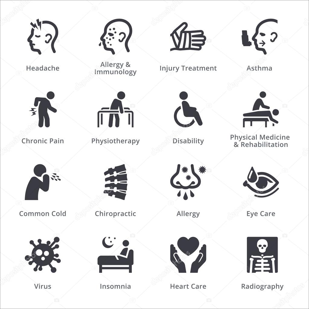 Health Conditions & Diseases Icons - Sympa Series | Black Stock Vector ...