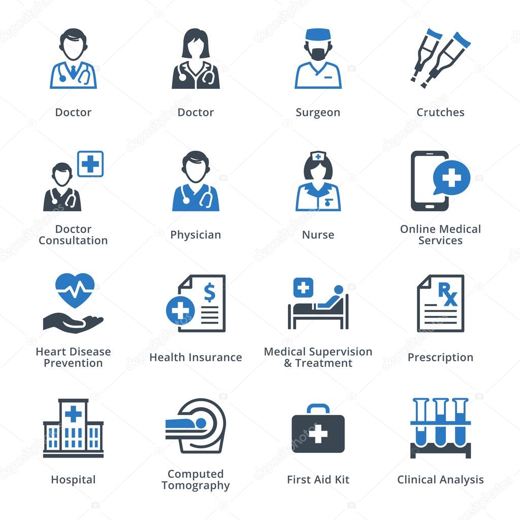Conjunto de iconos de servicios médicos 4 - Serie Azul Vector de stock ...