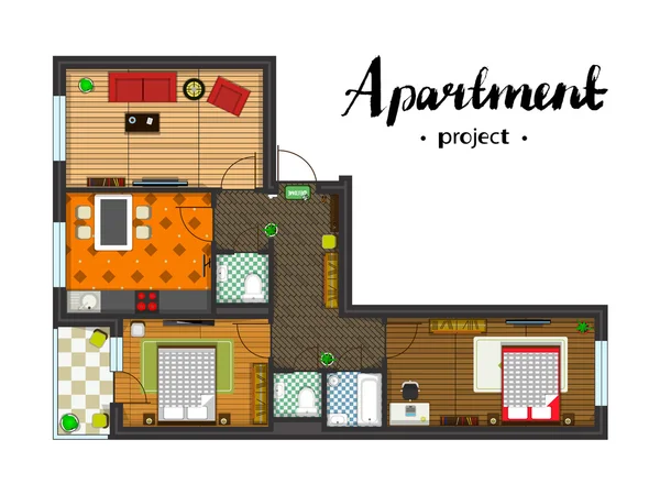 Top View Flat Interior Plan — Stock Vector © macrovector #135335732