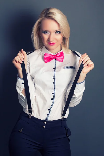 Woman wearing top hat and bow tie — Stock Photo © merrydolla #59162077