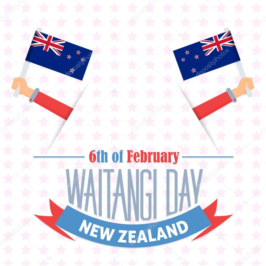 New Zealand Waitangi Day Theme, National Celebration Card, Hands hold ...