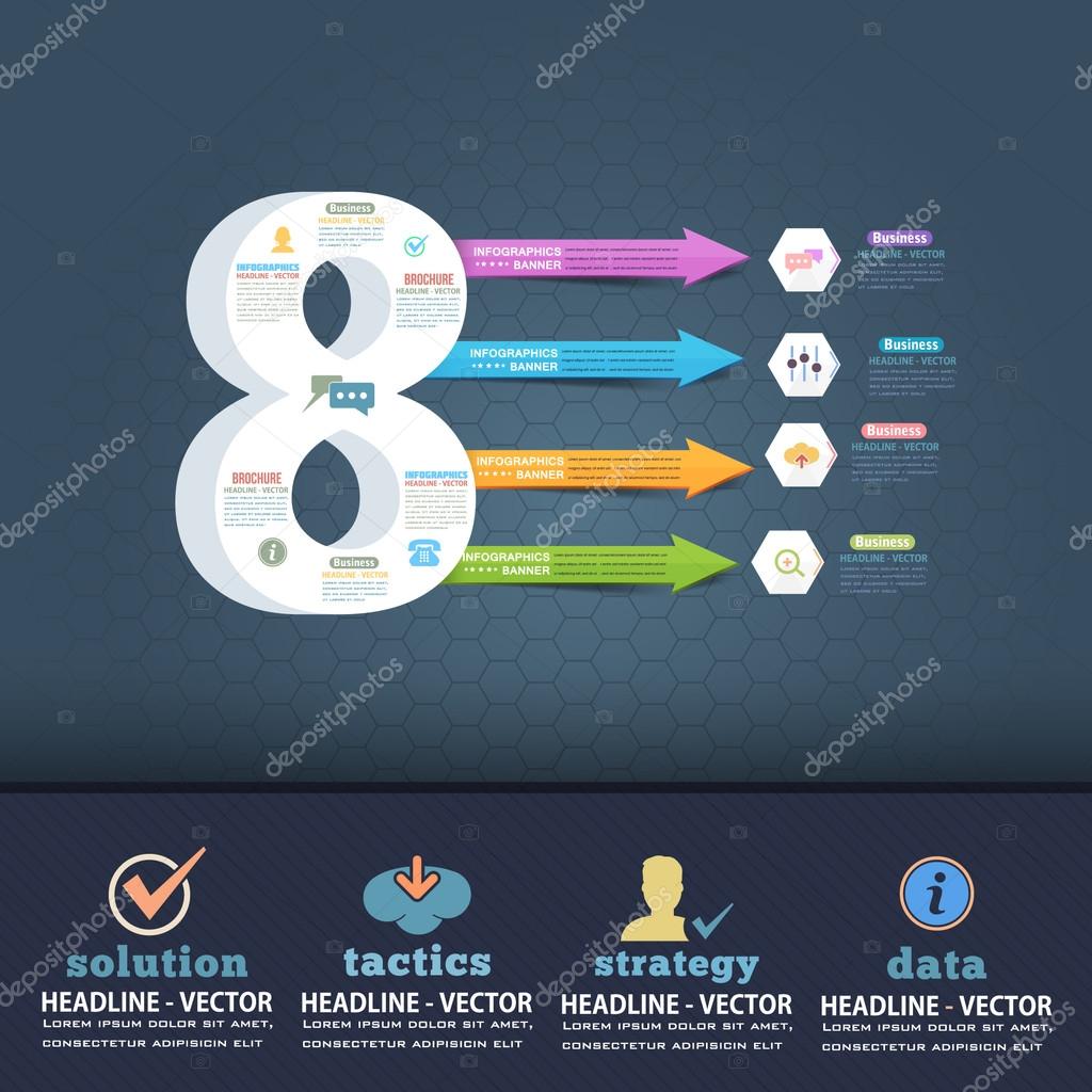 3d Style Number 8, Flat Infographics Design and Web Elements. Business ...