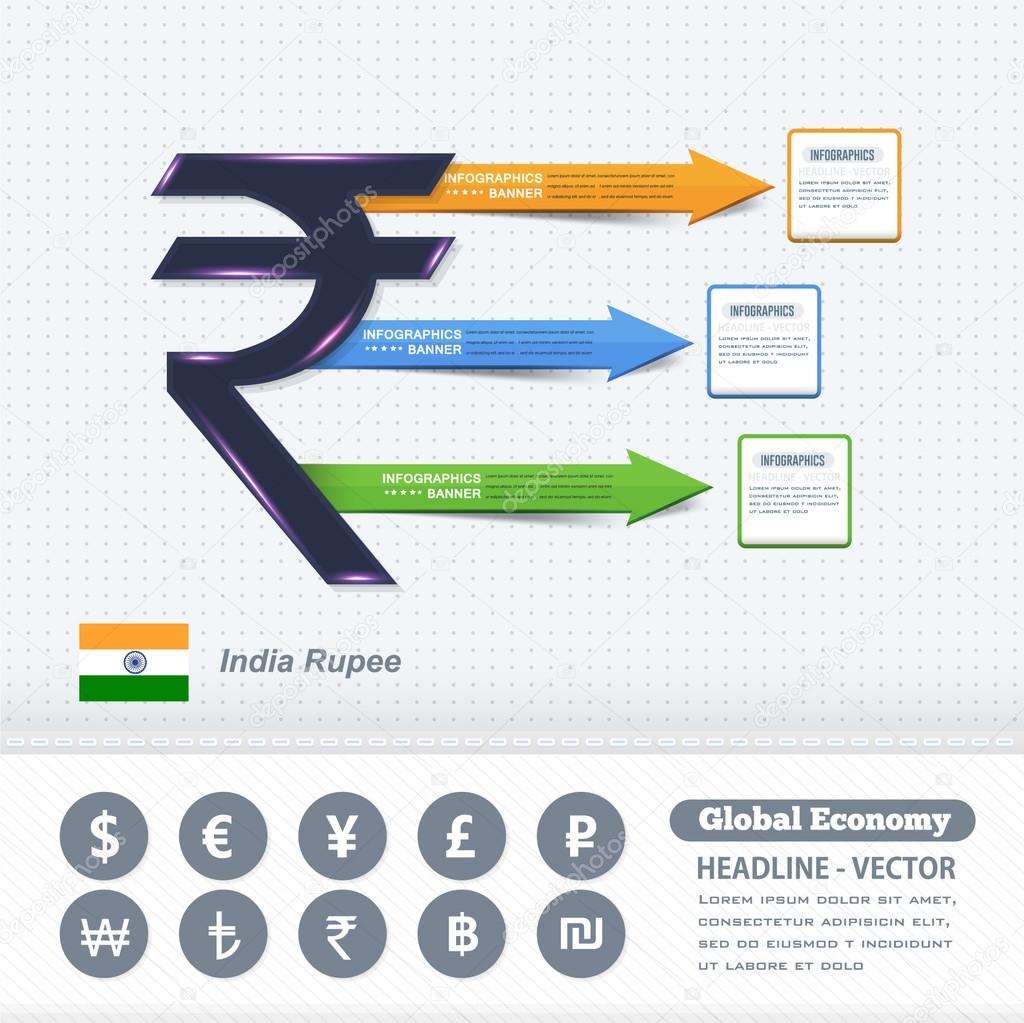 Indian Rupees Symbol, Business Infographics Design, Colorful Arrows ...