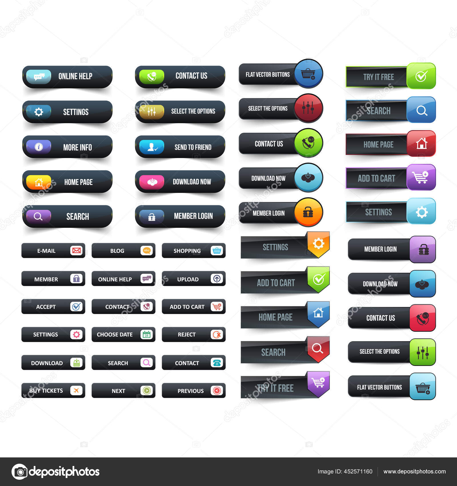 Website Buttons Icons Concept Vector Illustration Vector de stock por ©VectorWeb 452571160