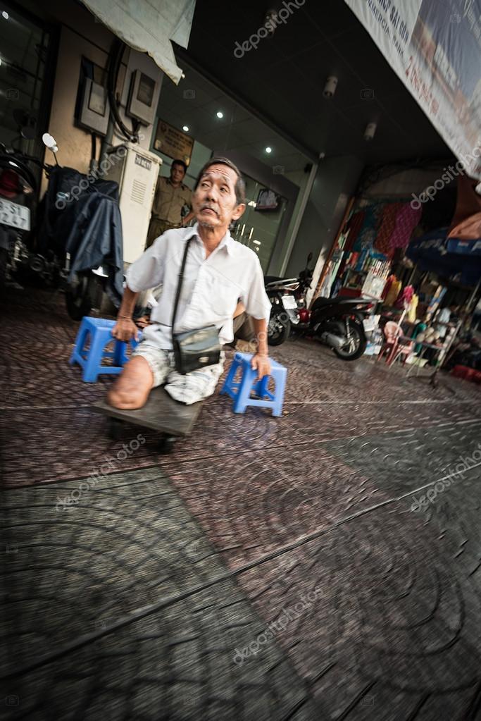 Disabled poor man on street of Vietnam, Asia. – Stock Editorial Photo ...