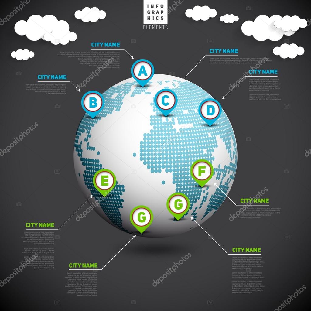 World Map Globe With Pointer Marks — Stock Vector © Matju78 54846151