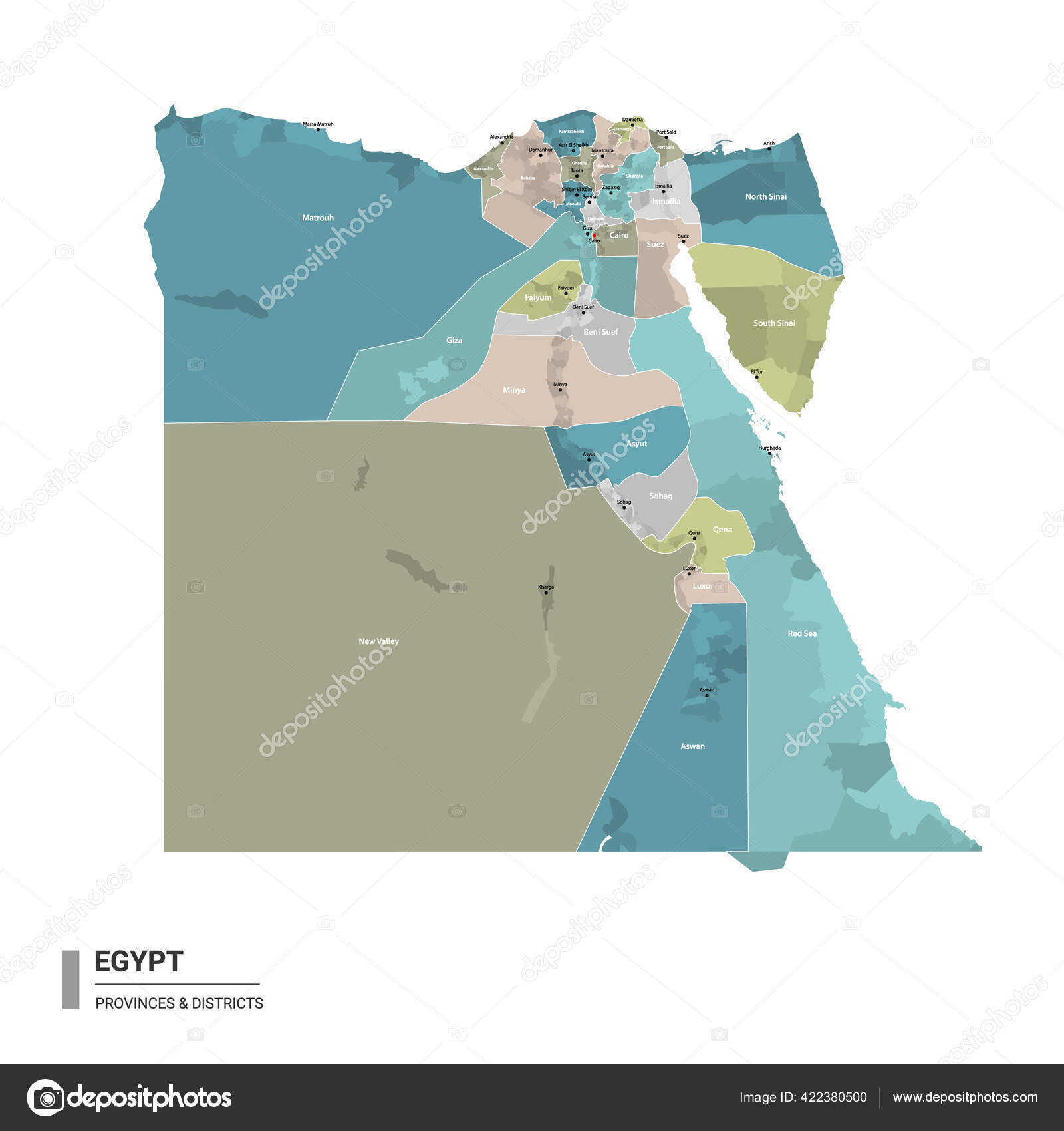 Egypt Map Highly Detailed Vector Map Of Egypt With Administrative