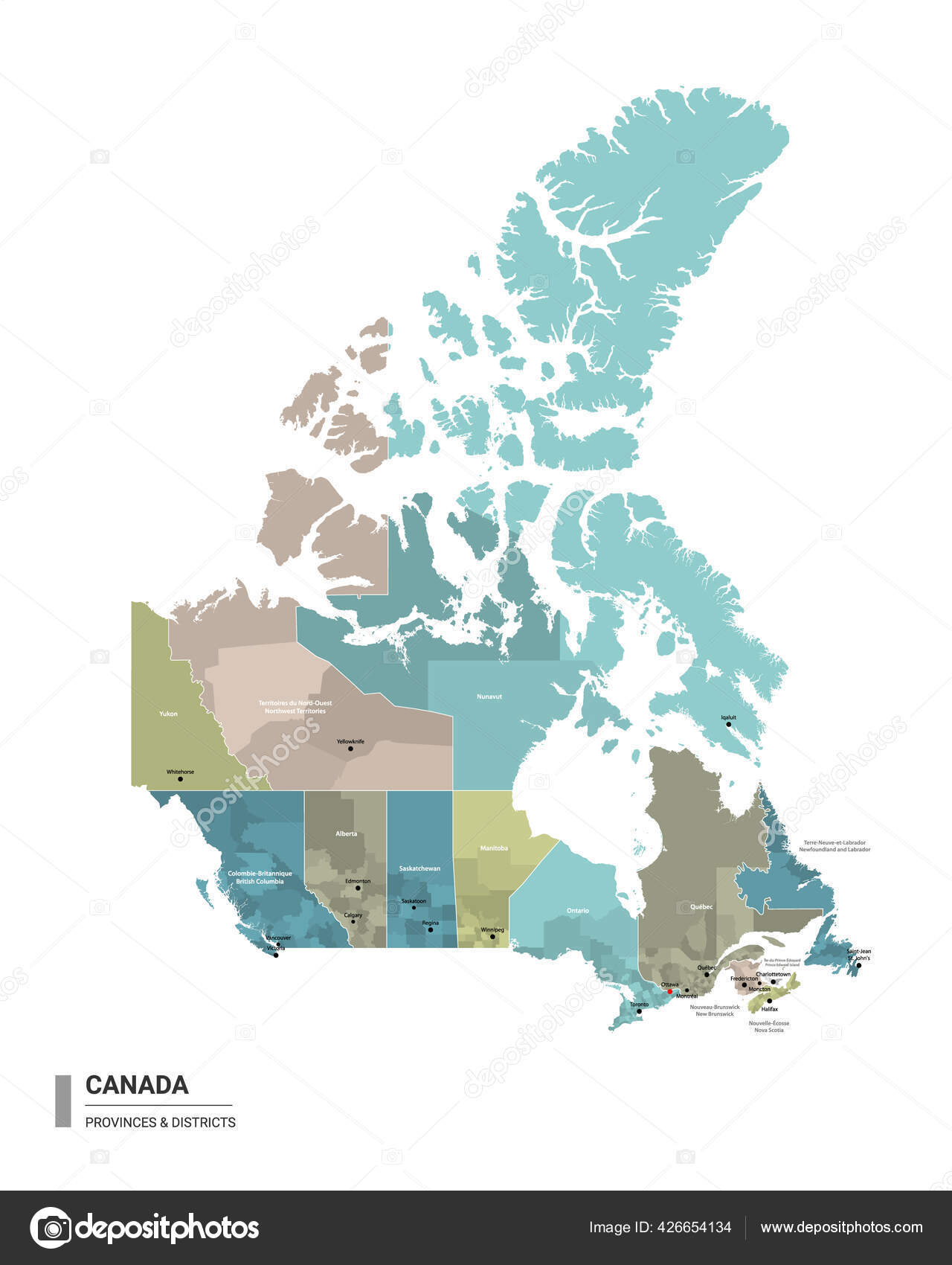 Canada Higt Mapa Detallado Con Subdivisiones Mapa Administrativo Canadá ...