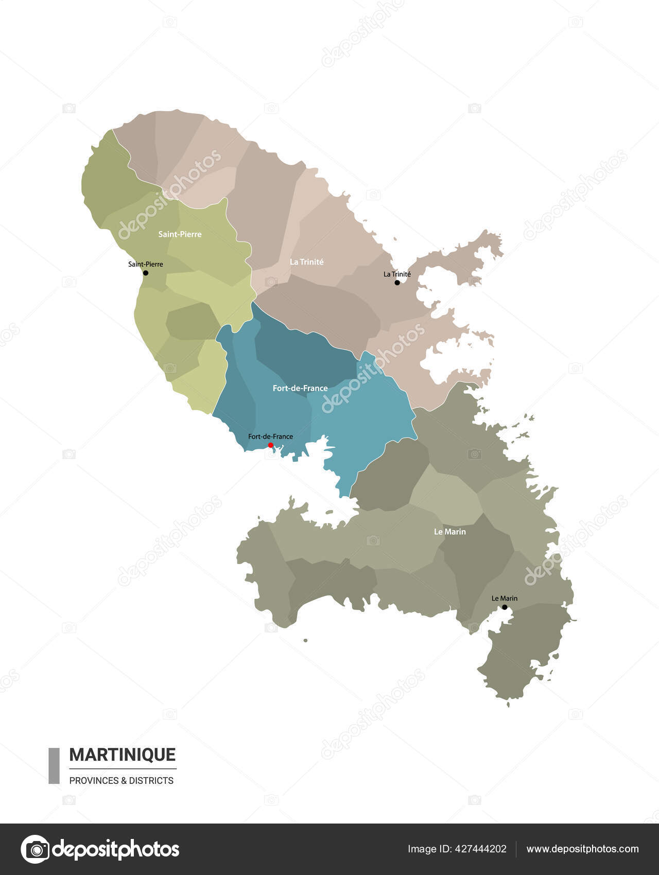 Martinica Higt Mapa Detalhado Com Subdivisões Mapa Administrativo ...