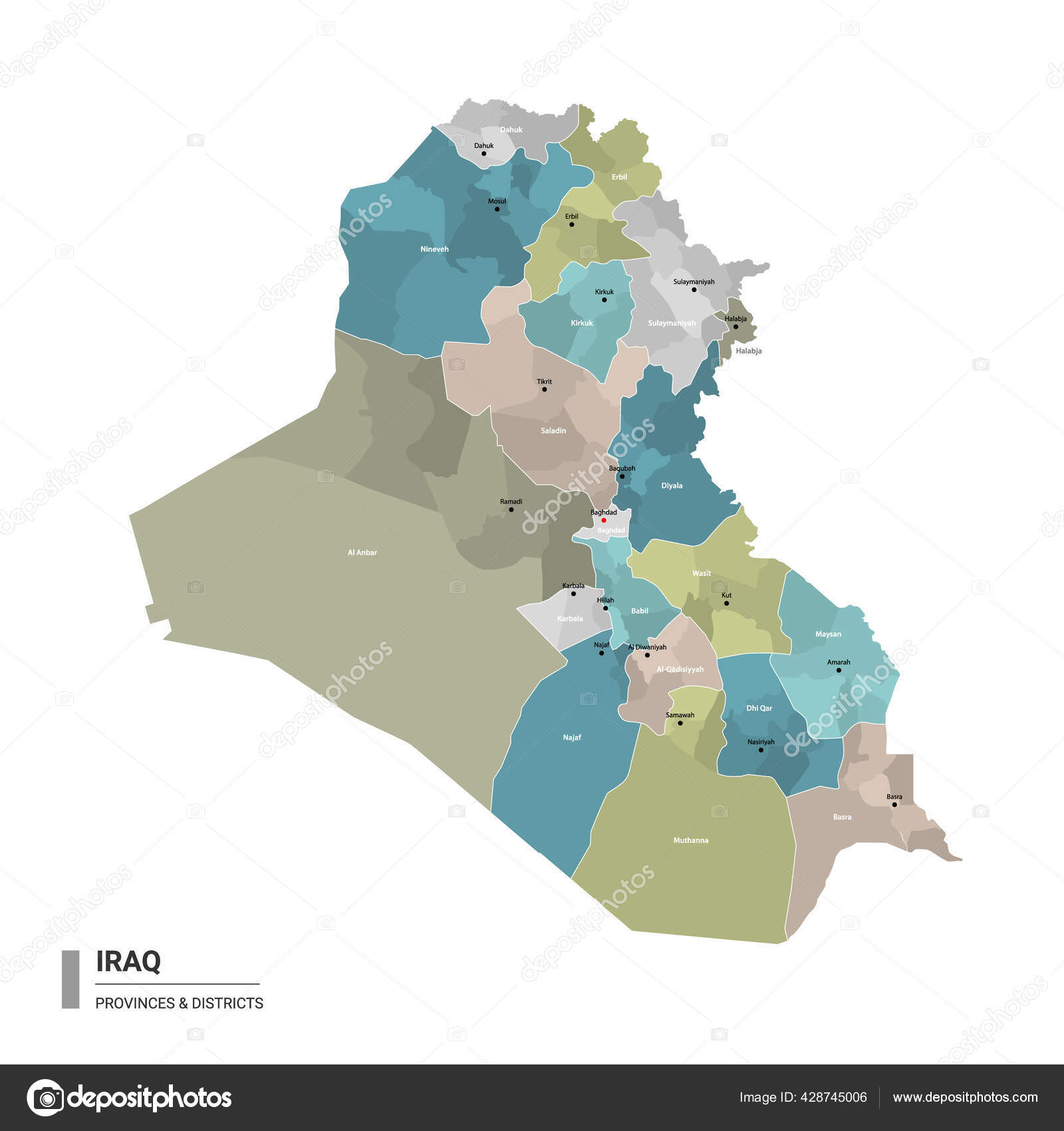 Iraq Higt Mapa Detallado Con Subdivisiones Mapa Administrativo Irak Con ...