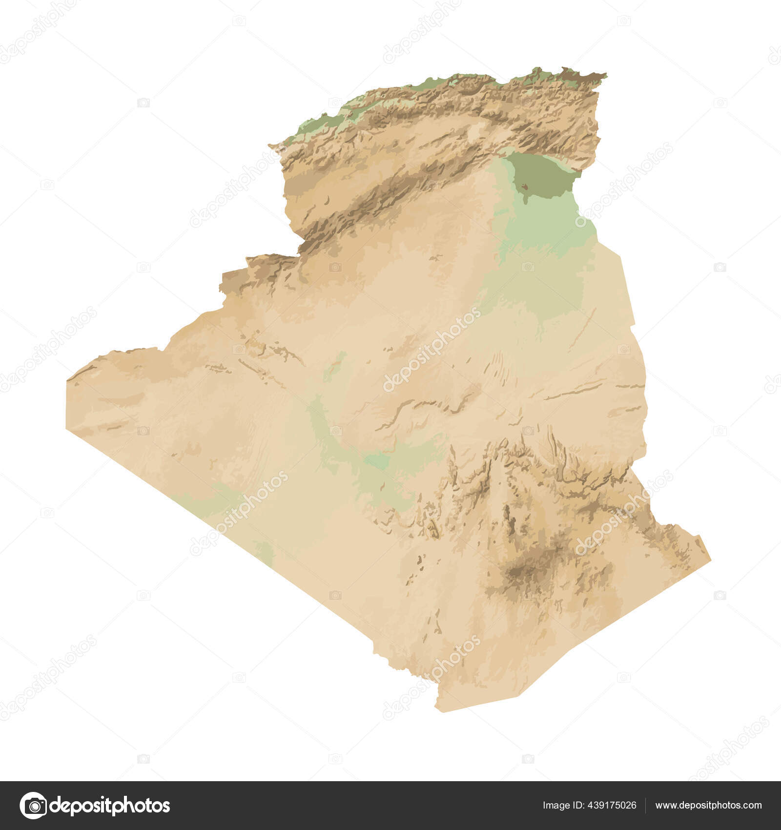 Relief Map Algeria Color Physical Map Stock Vector by ©molokowall 439175026