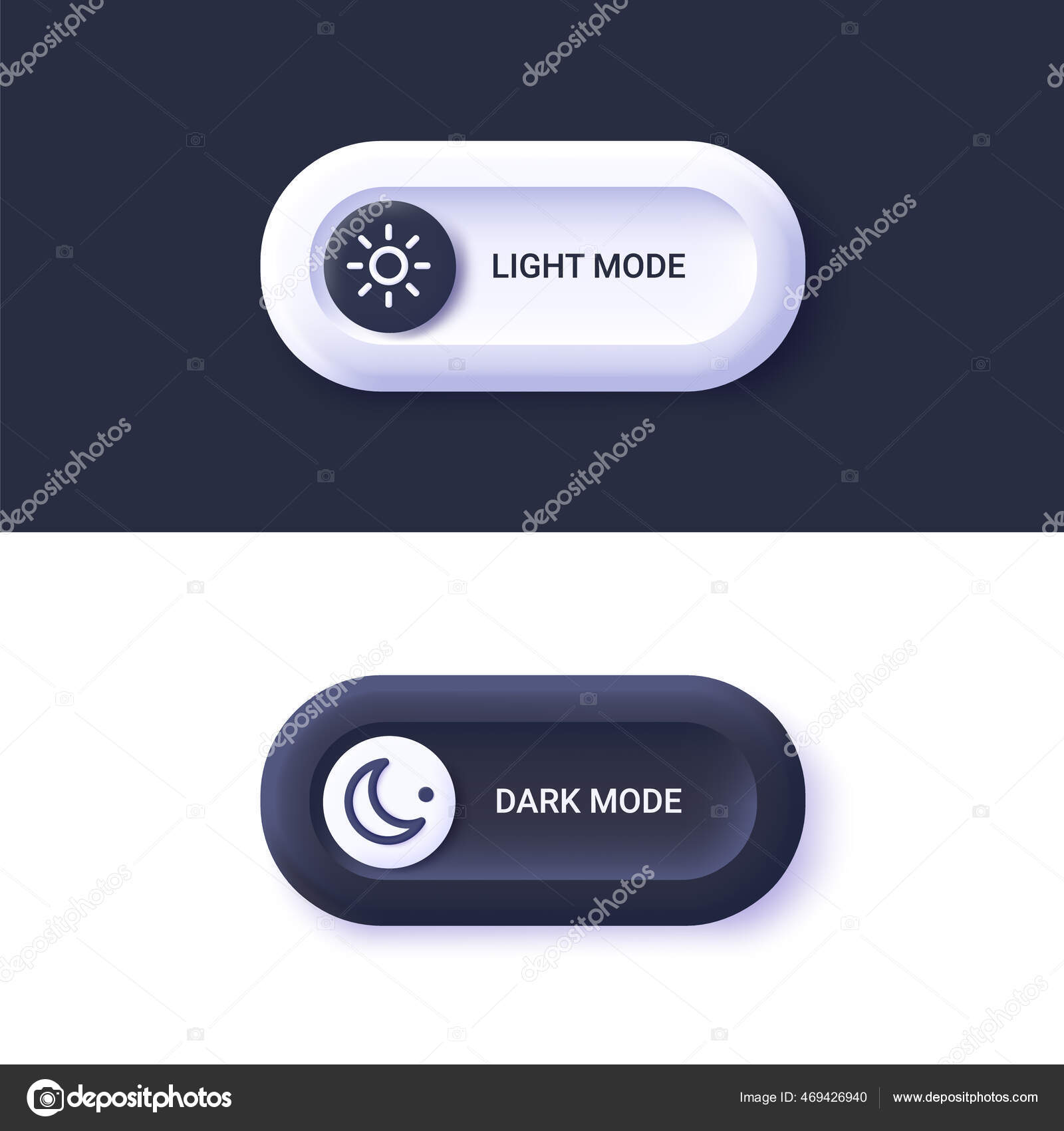 Interruptor Día Nocturno Modo Oscuro Botón Interruptor Modo Luz Concepto Vector de stock por ...