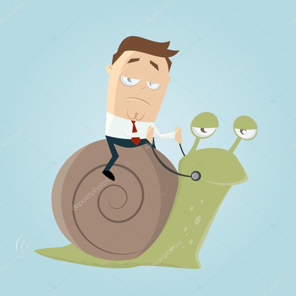 Hombre de negocios montando un caracol lento Vector de stock por ...