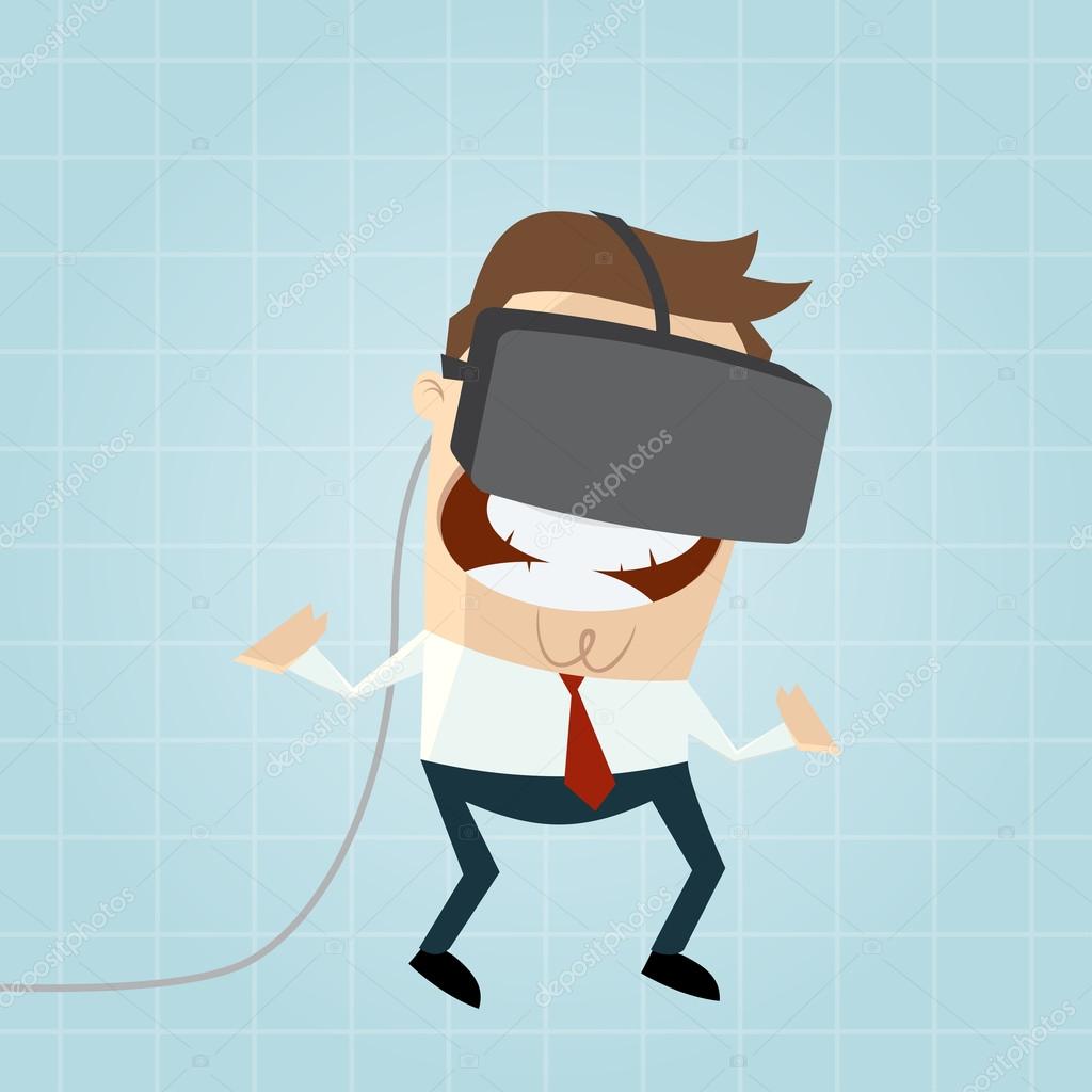 Funny cartoon man with vr glasses in cyberspace Stock Vector Image by ...