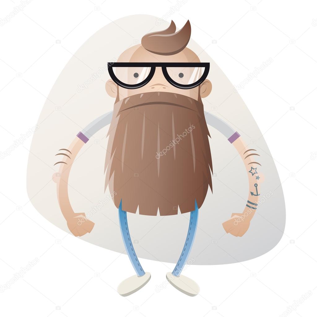 Funny cartoon hipster with beard and glasses Stock Vector Image by ...