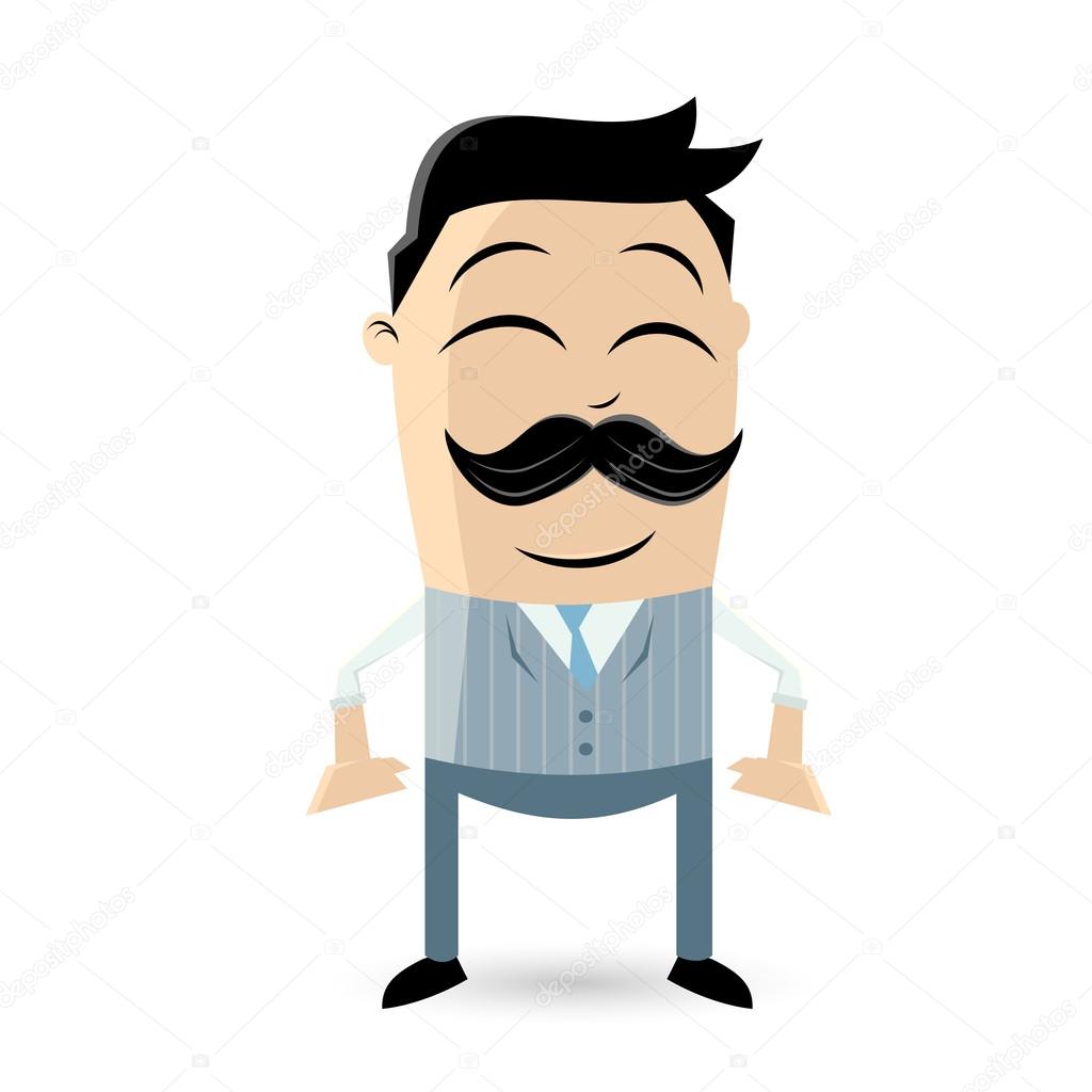 Hombre de dibujos animados retro con bigote — Archivo Imágenes ...